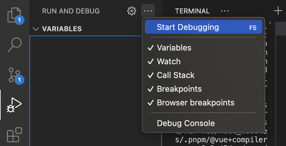 The "Strat Debugging" toolbar cannot be enabled. · Issue #173405 · microsoft/vscode · GitHub