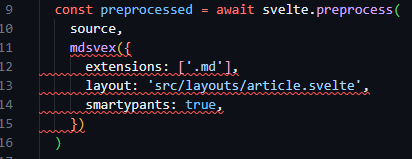 Directly preprocess: docs example doesn't work · Issue #542 · pngwn/MDsveX · GitHub
