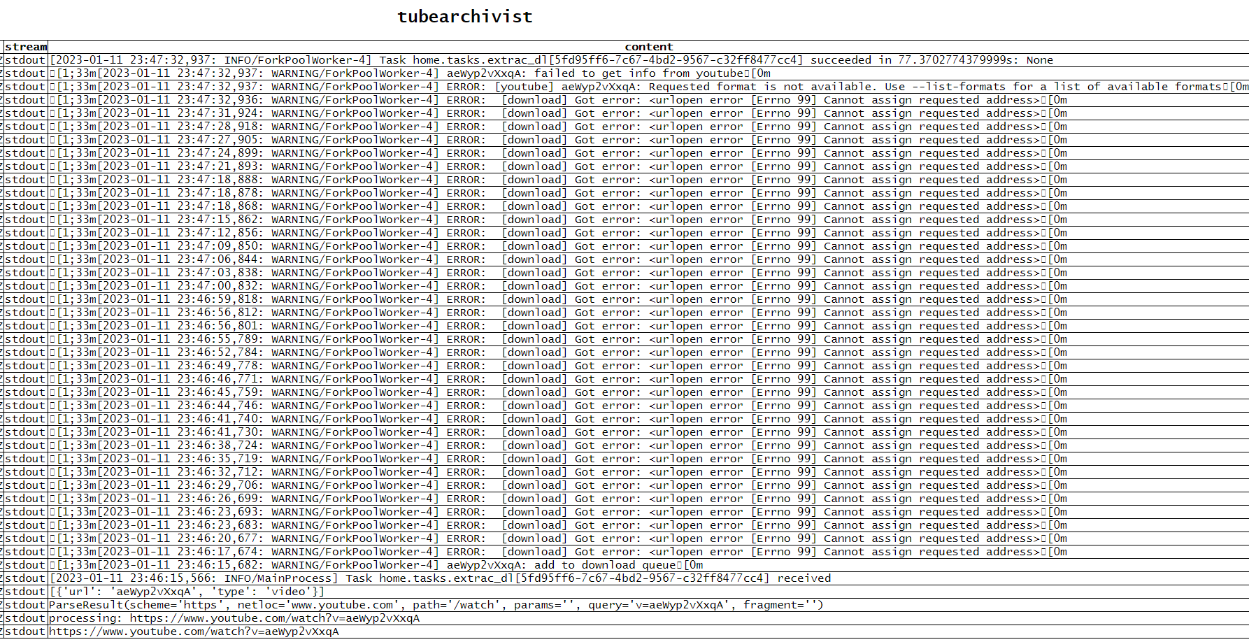 Bug Cannot Assign Requested Address · Issue 404 · Tubearchivisttubearchivist · Github