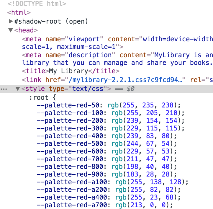 Inside head tag, tags including --palette variables. · Issue #1739 · react-toolbox/react-toolbox ...