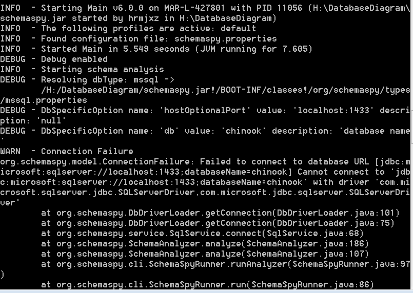 connection failure - request a runable example for the example database chinook · Issue #593 ...