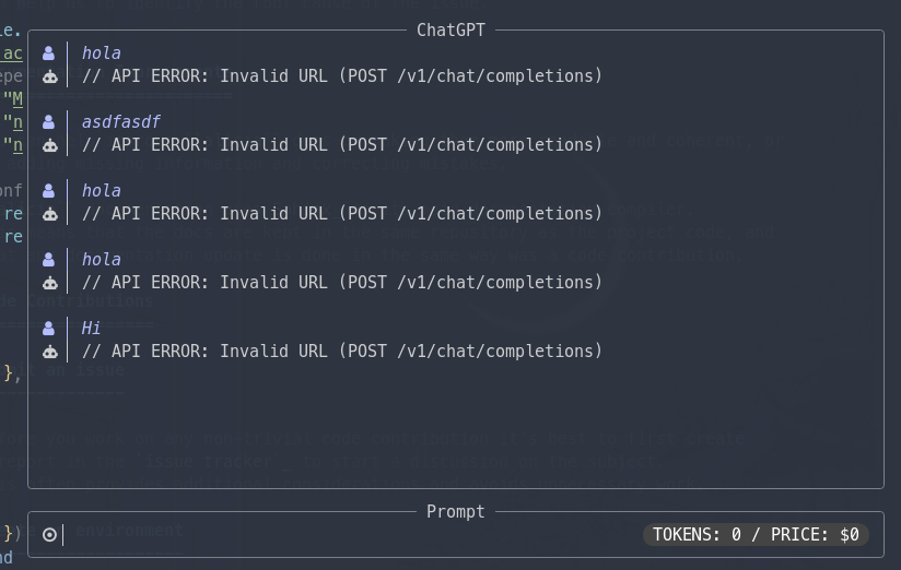 // API ERROR: Invalid URL (POST /v1/chat/completions) · Issue #89 · jackMort/ChatGPT.nvim · GitHub
