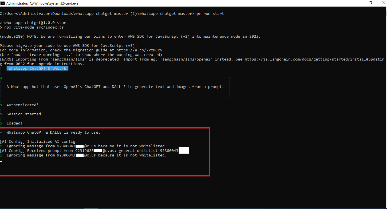 Ignoring message because it is not whitelisted · Issue #212 · askrella/whatsapp-chatgpt · GitHub