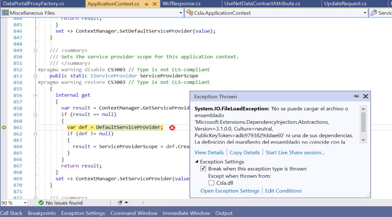 Can't start Wcf DataPortal with Csla 5.5 · Issue #2409 · MarimerLLC/csla · GitHub
