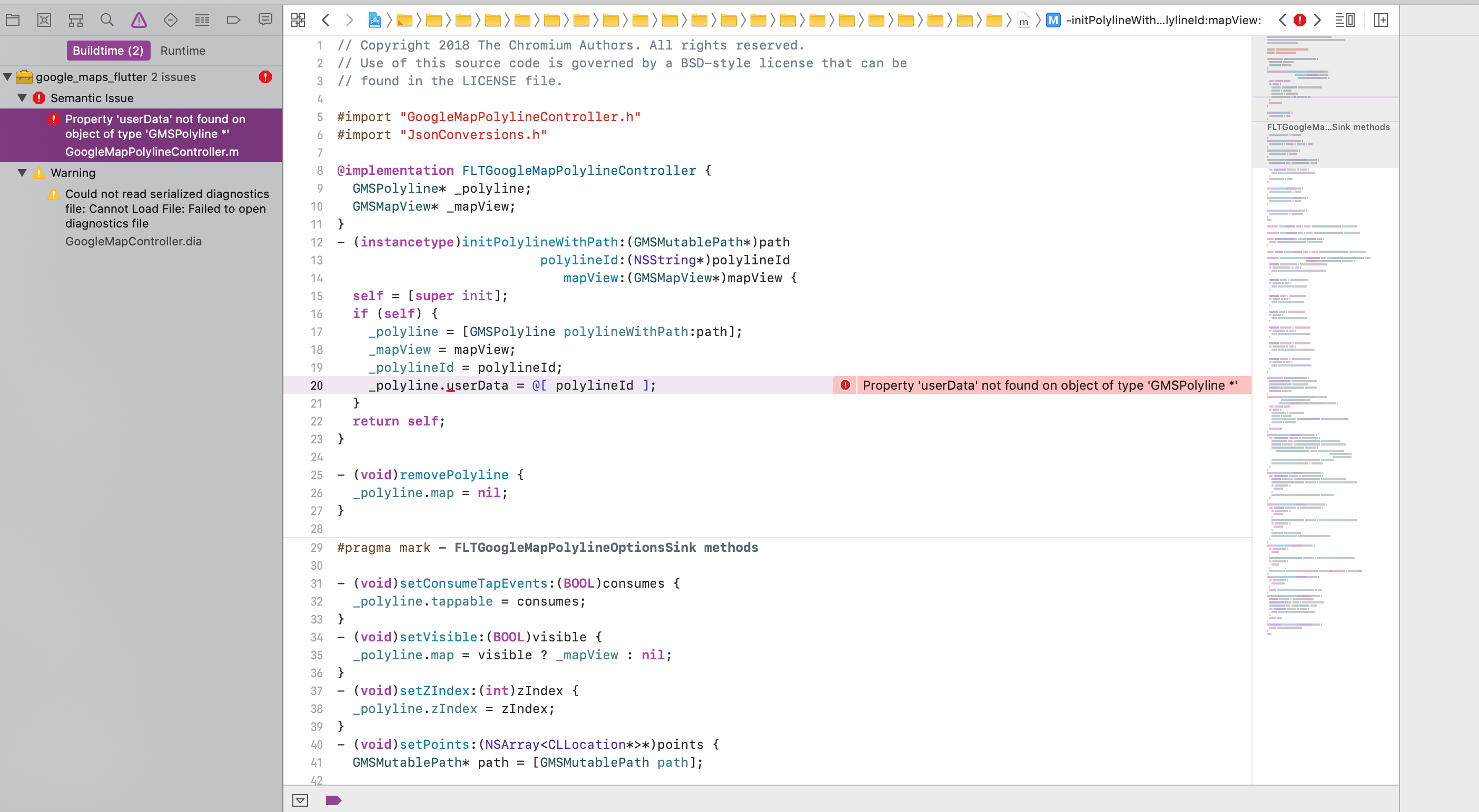 [google_maps_flutter] iOS BUILD FAILED "userData not found on object of ...