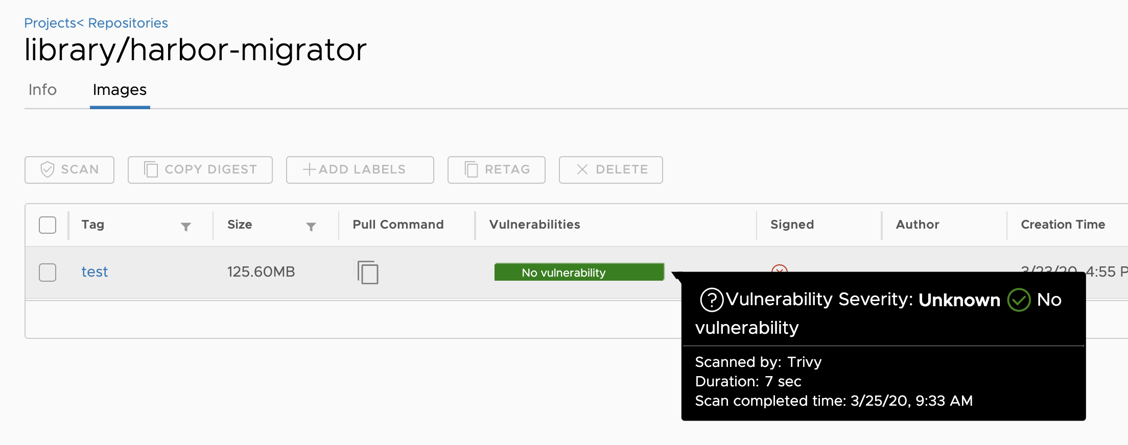 trivy sets severity to `unknown` after scanning image based on photon:2 ...