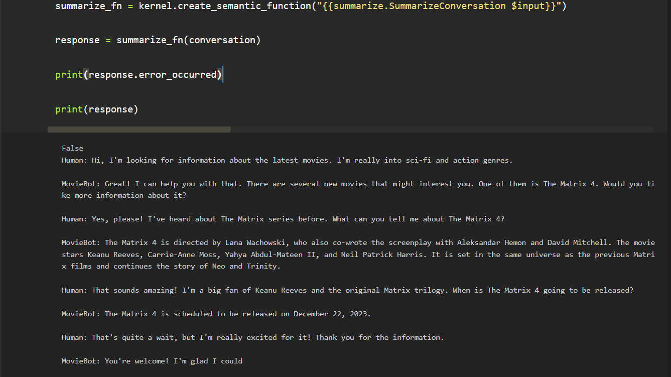 Python: ConversationSummarySkill returns input · Issue #2596 · microsoft/semantic-kernel · GitHub