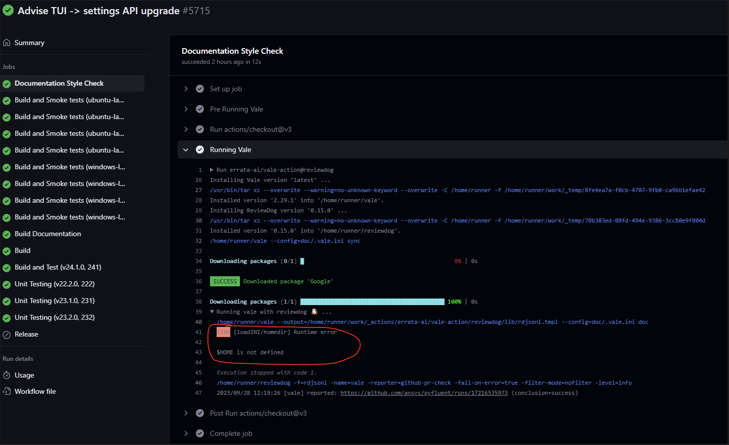 All PRs: `vale` actions not actually running (but reporting as if successful) · Issue #2049 ...