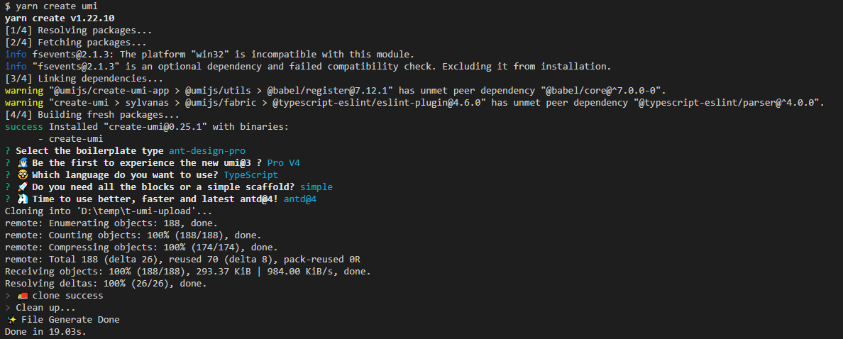 [Bug] yarn create umi ant design pro 报错 Register umi-plugin-antd-icon-config Failed · Issue ...