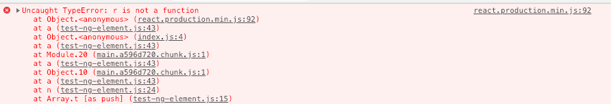 Using Angular elements in react app throws TypeError: Cannot read property 'ReactCurrentOwner ...
