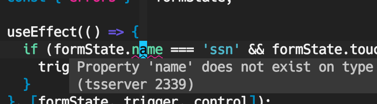 formState.name and typescript error · react-hook-form · Discussion #9308 · GitHub