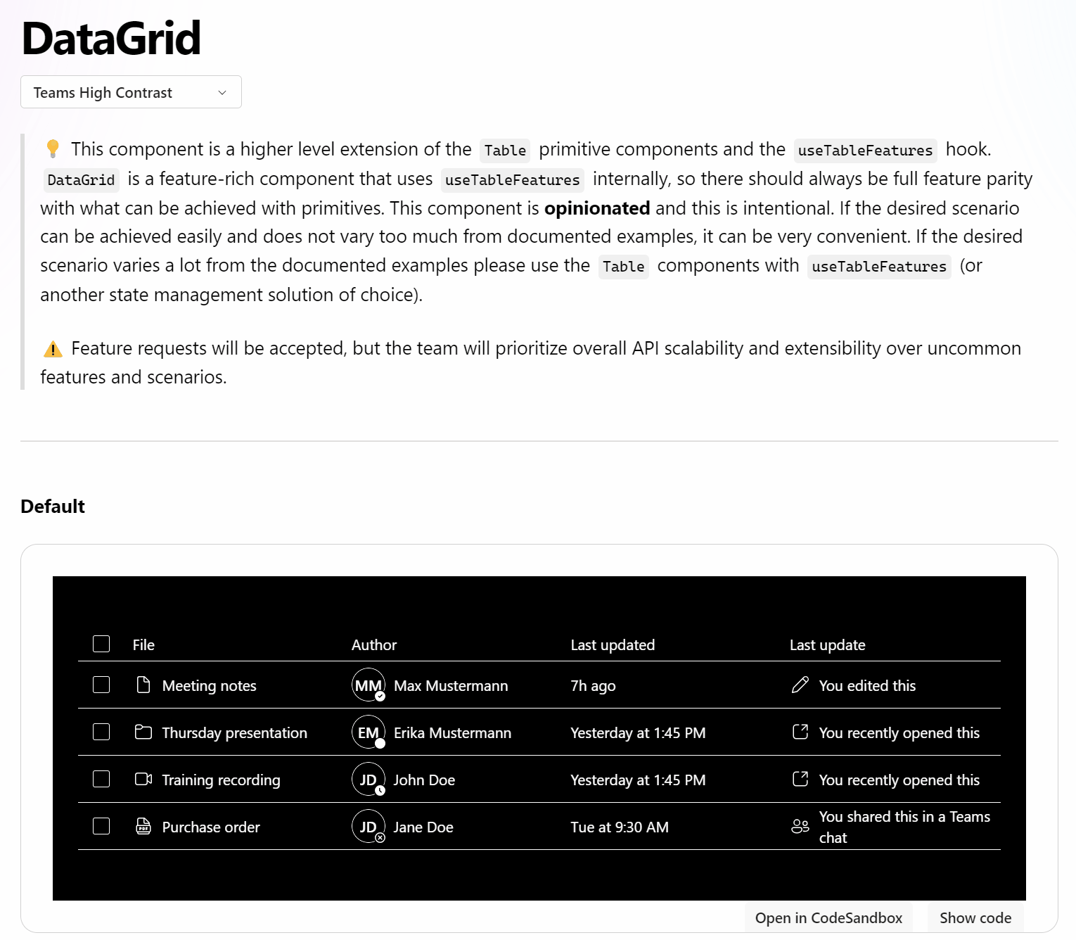 [Bug]: Data Grid: keyboard navigation in Teams High Contrast with selectionMode="single" · Issue ...