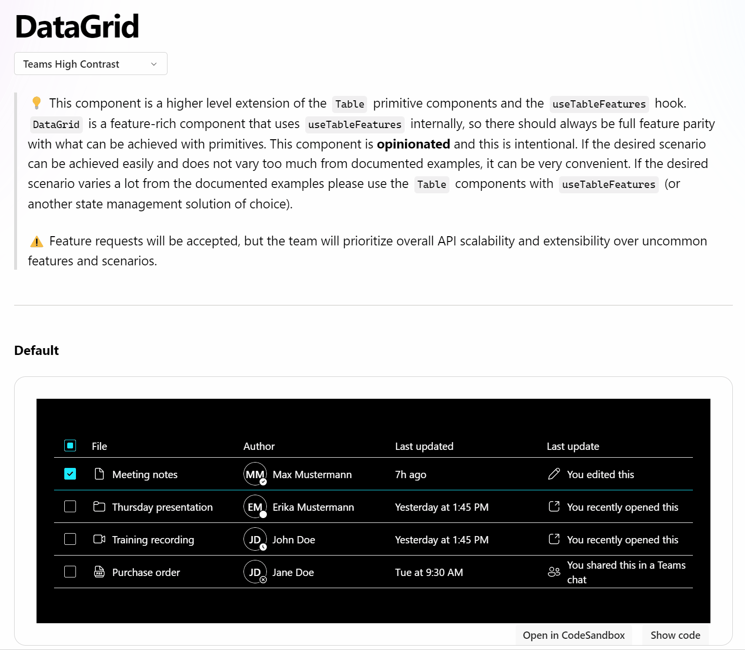[Bug]: Data Grid: keyboard navigation in Teams High Contrast with selectionMode="single" · Issue ...