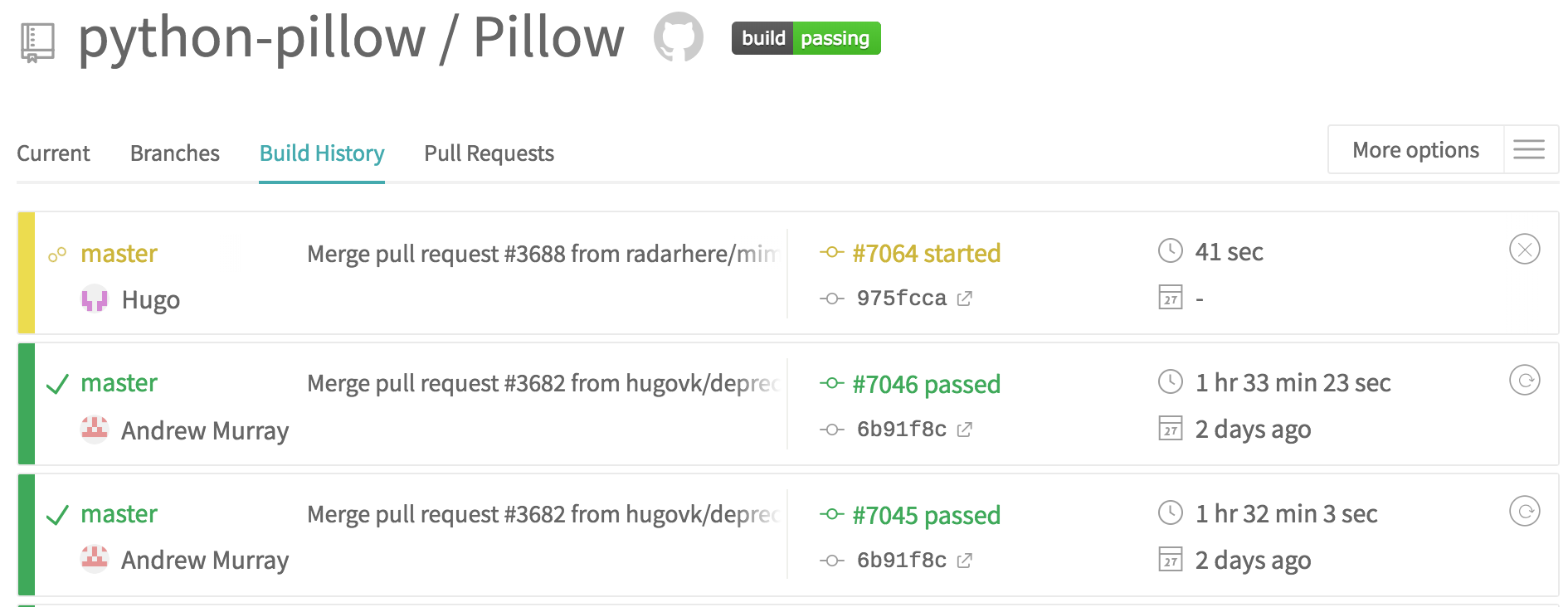 Double builds on Travis CI · Issue #3681 · python-pillow/Pillow · GitHub