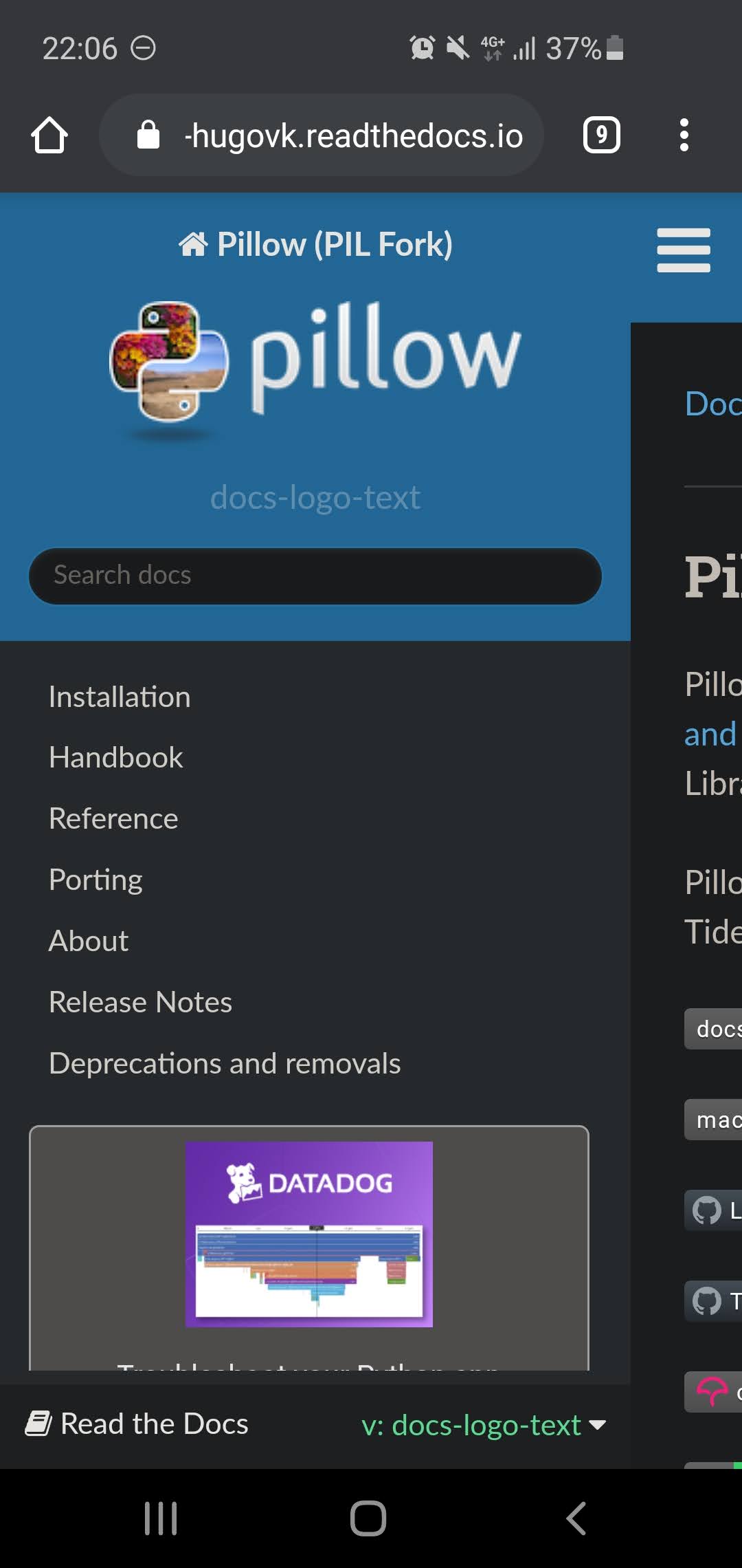 Docs: add logo to menu · Issue #5054 · python-pillow/Pillow · GitHub