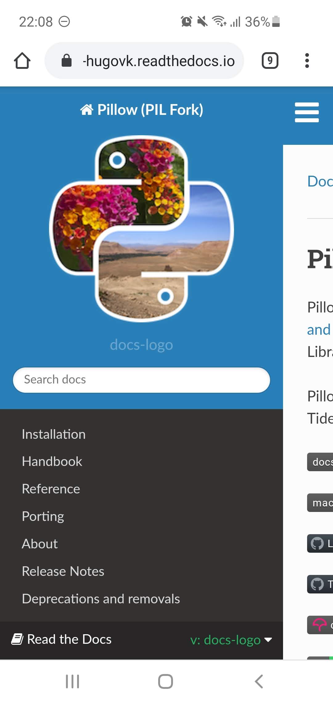Docs: add logo to menu · Issue #5054 · python-pillow/Pillow · GitHub