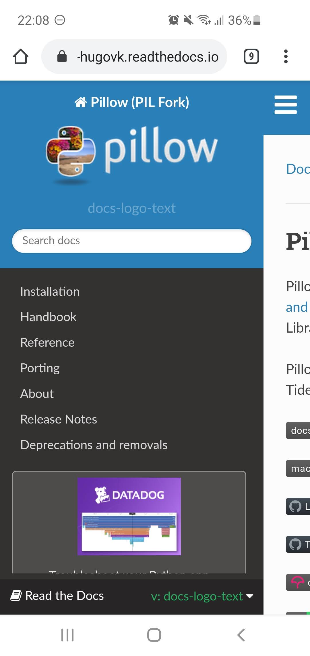 Docs: add logo to menu · Issue #5054 · python-pillow/Pillow · GitHub