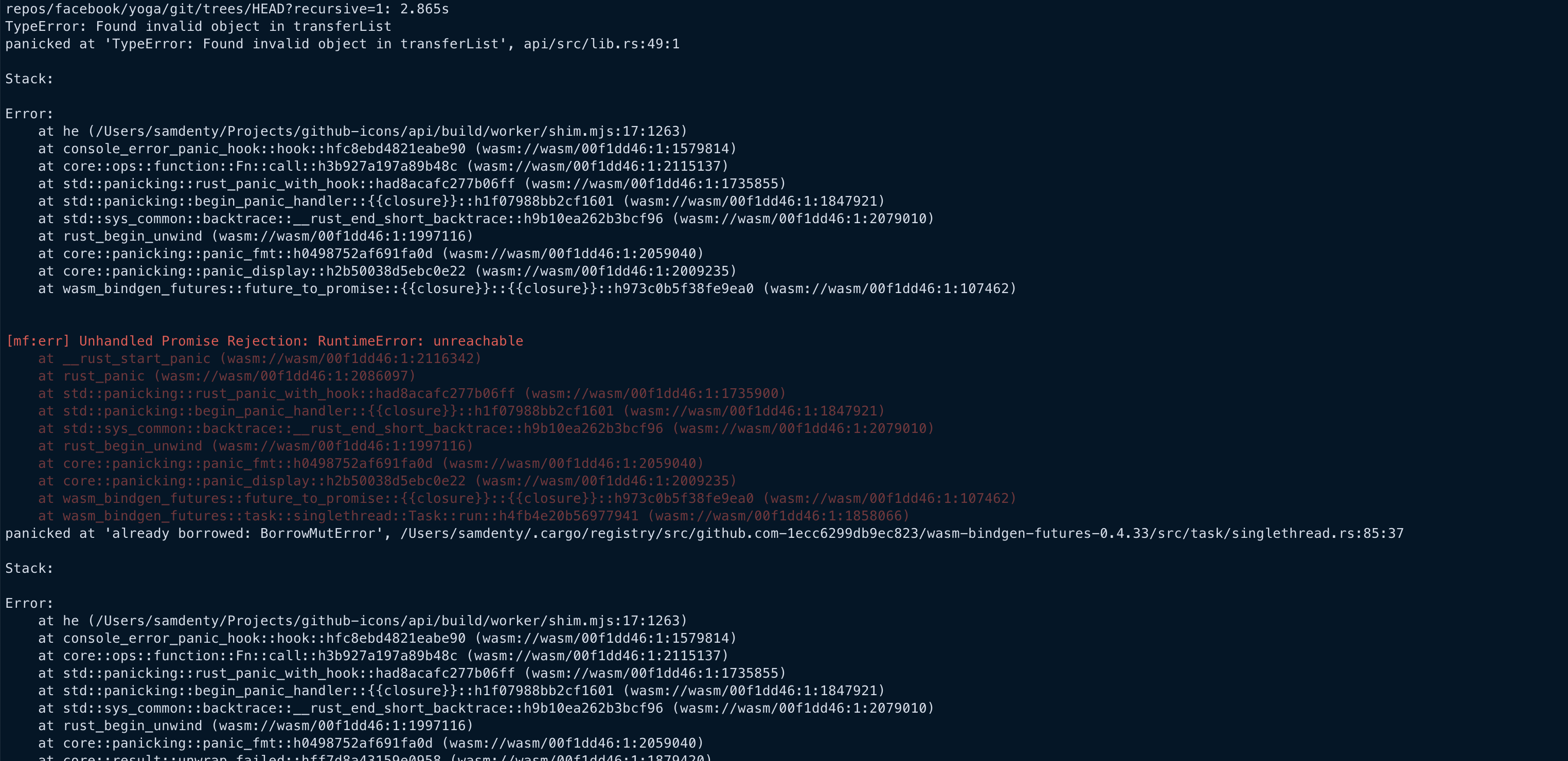 panicked at 'already borrowed: BorrowMutError' in wasm-bindgen futures ...