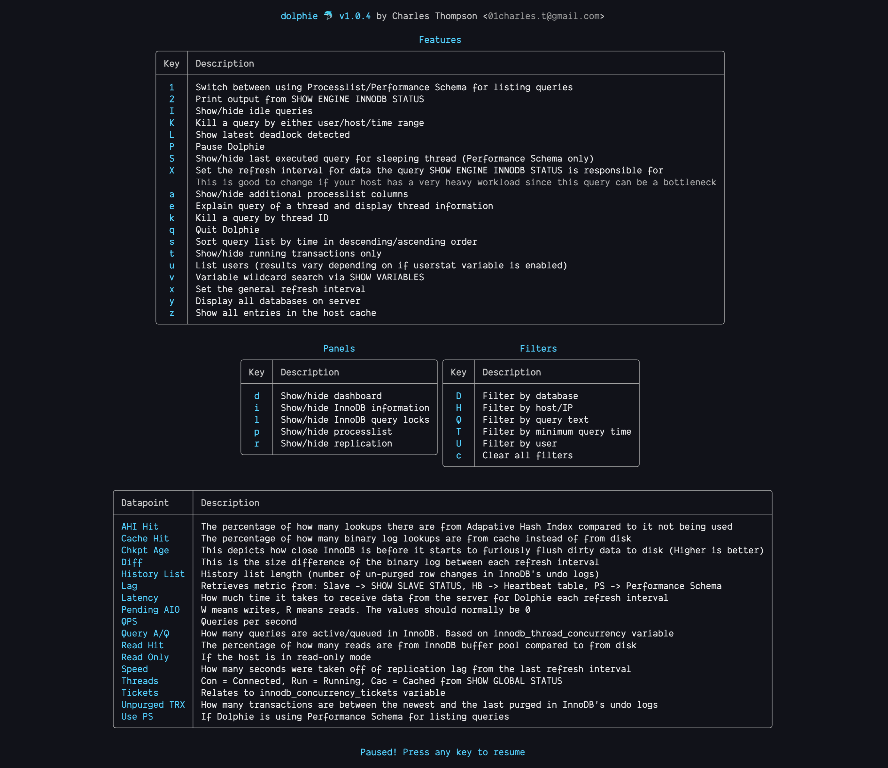GitHub - charles-001/dolphie: An intuitive feature-rich top tool for ...