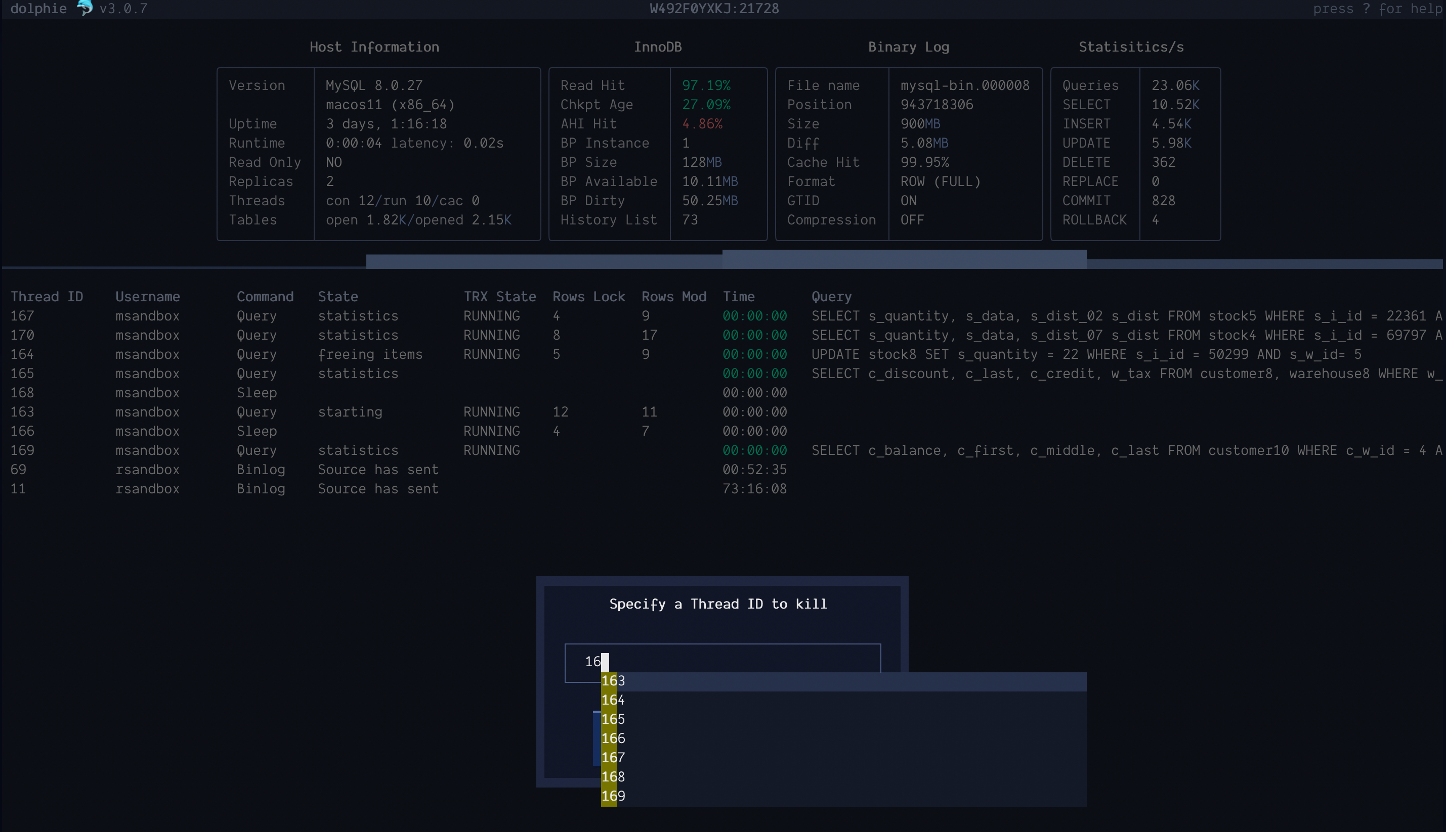 GitHub - charles-001/dolphie: An intuitive feature-rich terminal tool ...