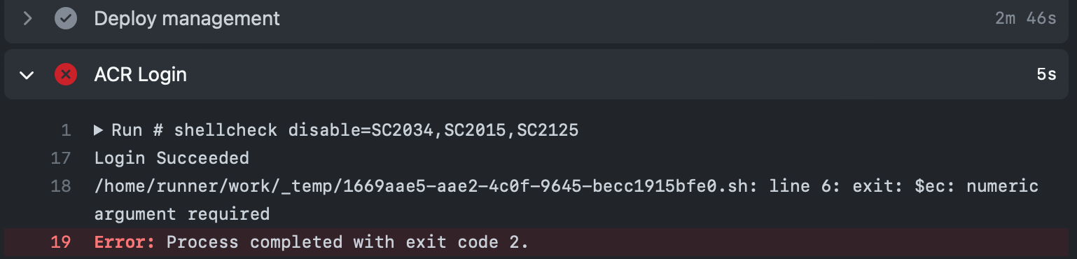 Cicd Fails At Acr Login On First Attempt · Issue 73 · Microsoftazuretre Deployment · Github