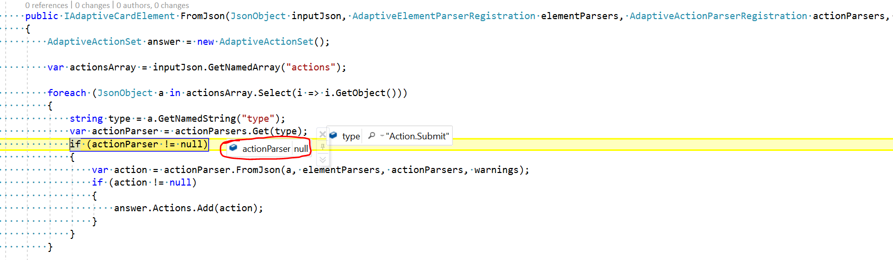 Bug Uwp Adaptiveactionparserregistration Doesnt Have Default Parsers For Actionsubmit Etc