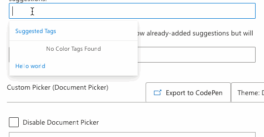 TagPicker: Suggestion box footer (resultsFooter) in Picker (BasePicker) does not show after ...