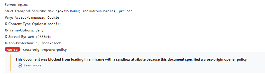 not-set: cross-origin-opener-policy · Issue #23167 · getsentry/sentry ...