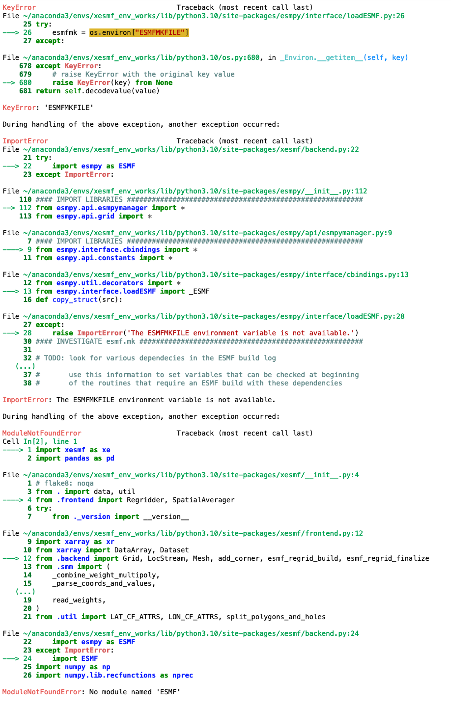 Installation through conda, import xesmf fails · Issue #246 · pangeo-data/xESMF · GitHub
