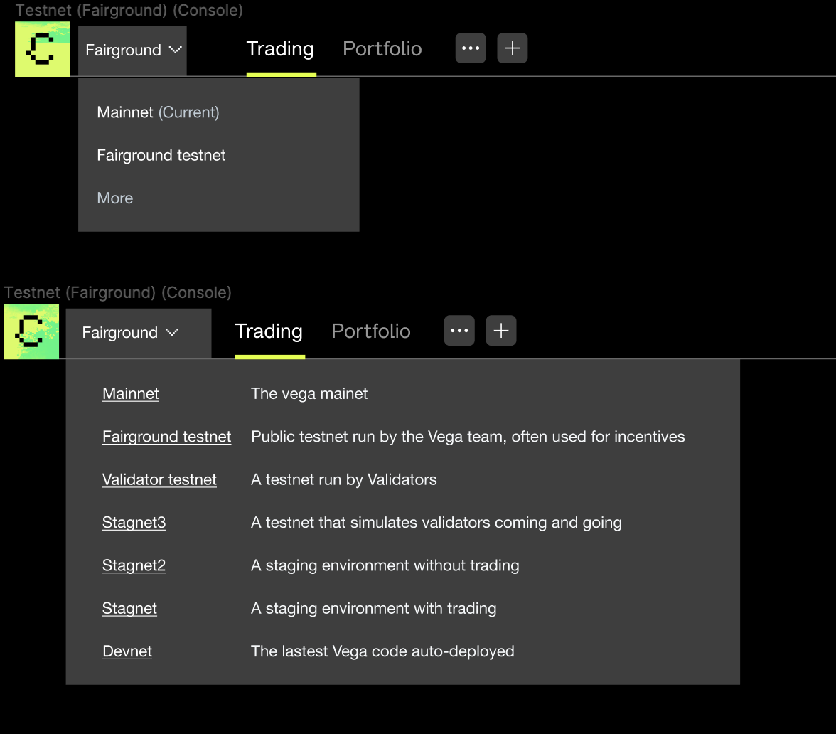 Switch to another network from Console · Issue #722 · vegaprotocol/frontend-monorepo · GitHub