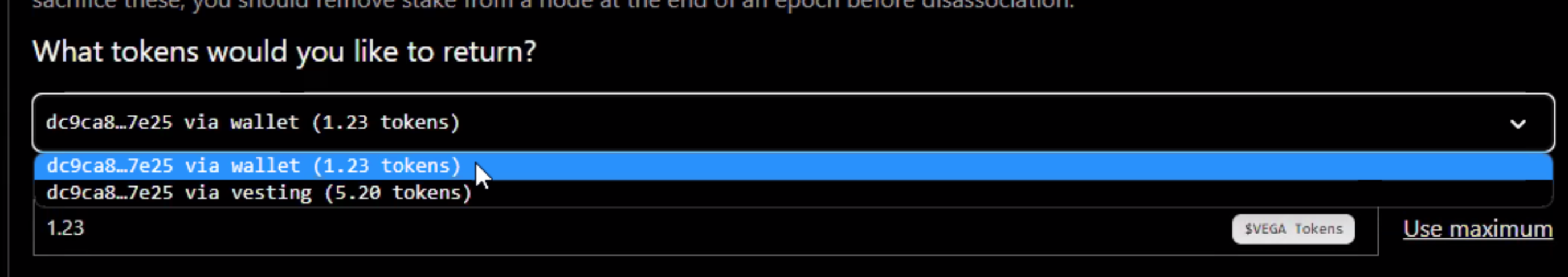 Help users disassociate enough to redeem · Issue #3166 · vegaprotocol/frontend-monorepo · GitHub