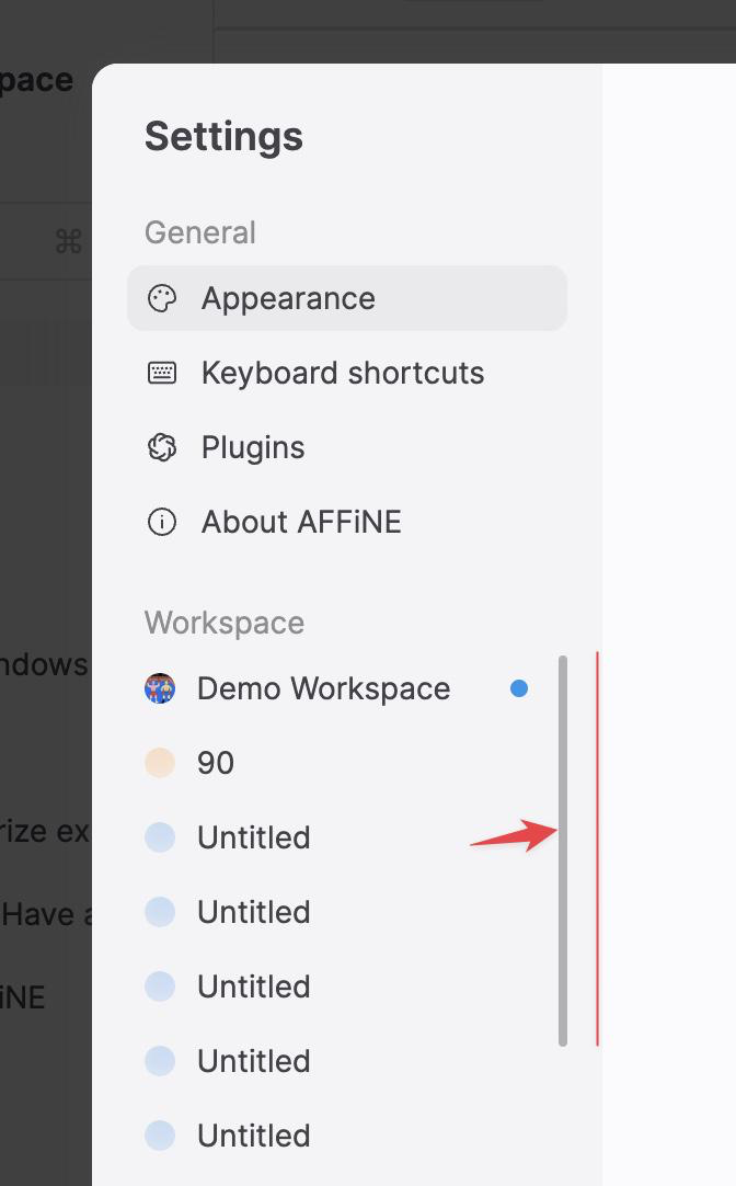 Right margin of the scrollbar is too large in Settings' sidebar · Issue #3499 · toeverything ...