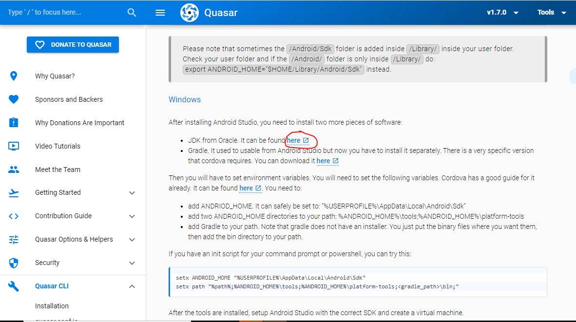 The link to the JDK is incorrect. · Issue #6077 · quasarframework/quasar · GitHub