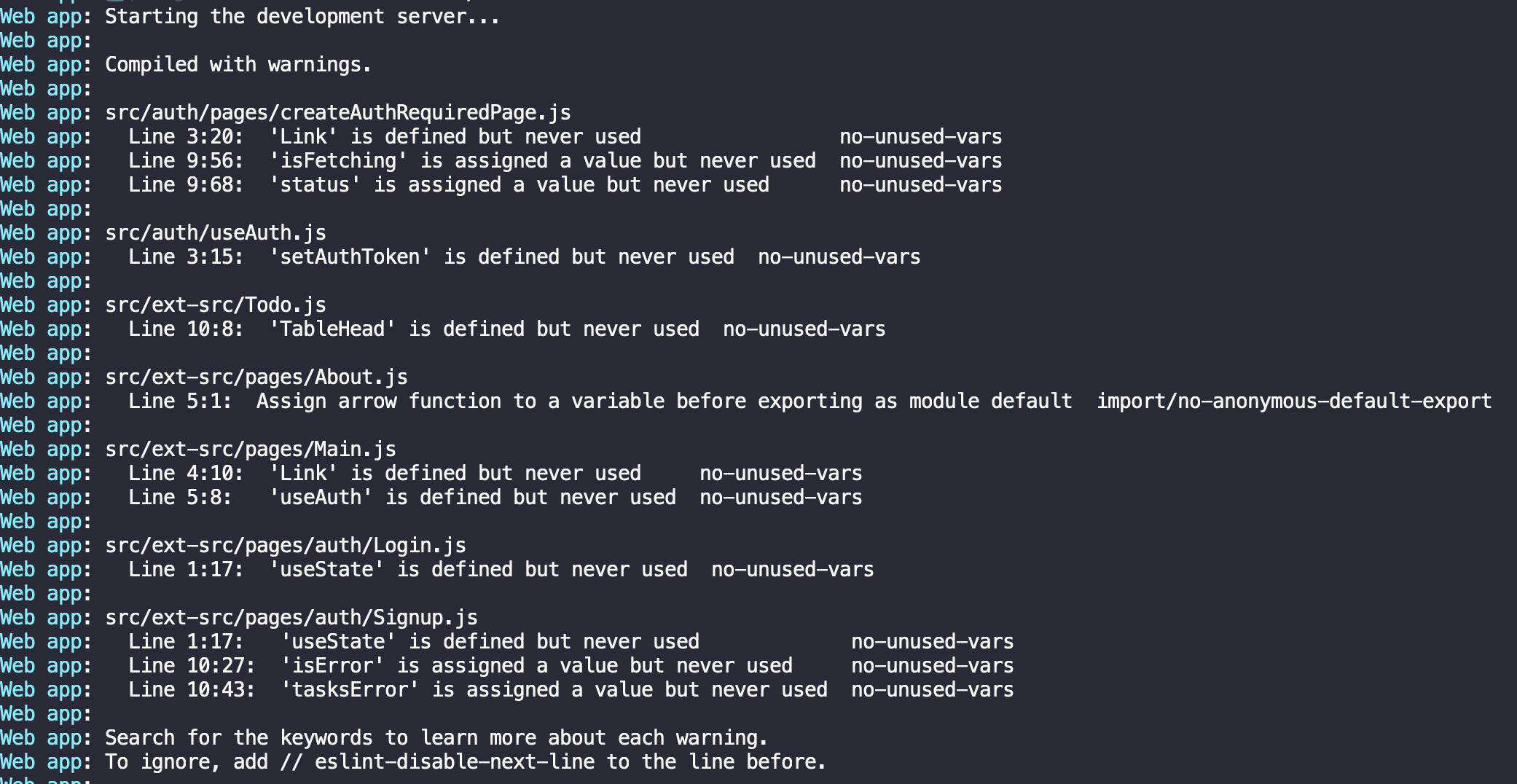 Javascript Linting Issues · Issue 345 · Wasp Langwasp · Github