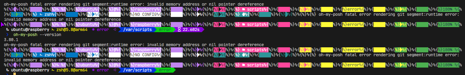 Linux arm binary nil pointer · Issue #394 · JanDeDobbeleer/oh-my-posh · GitHub