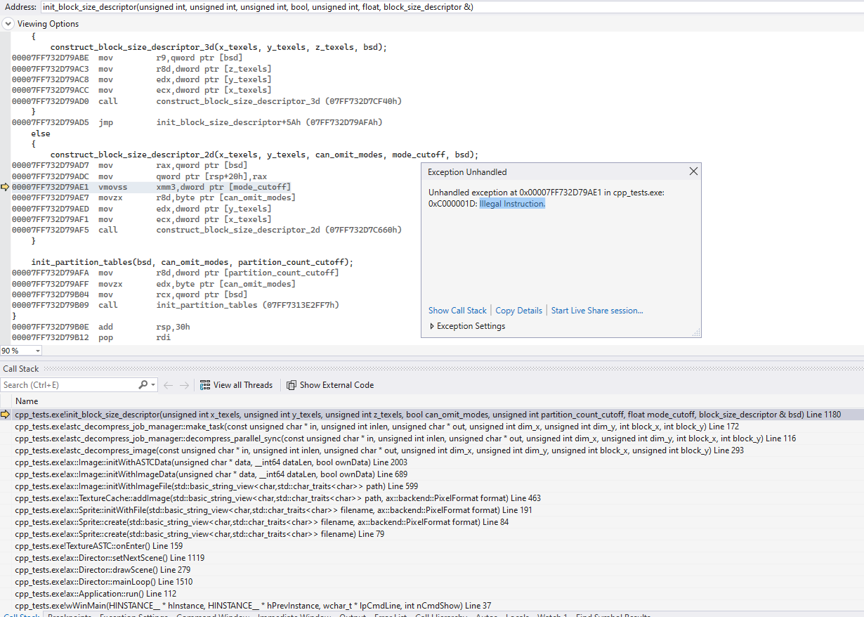 ISA_SIMD illegal instructions crashes on windows x64 · Issue #1381 · axmolengine/axmol · GitHub