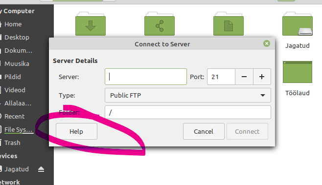Nemo Connect to server dialog help button lands on installation documentation · Issue #2359 ...