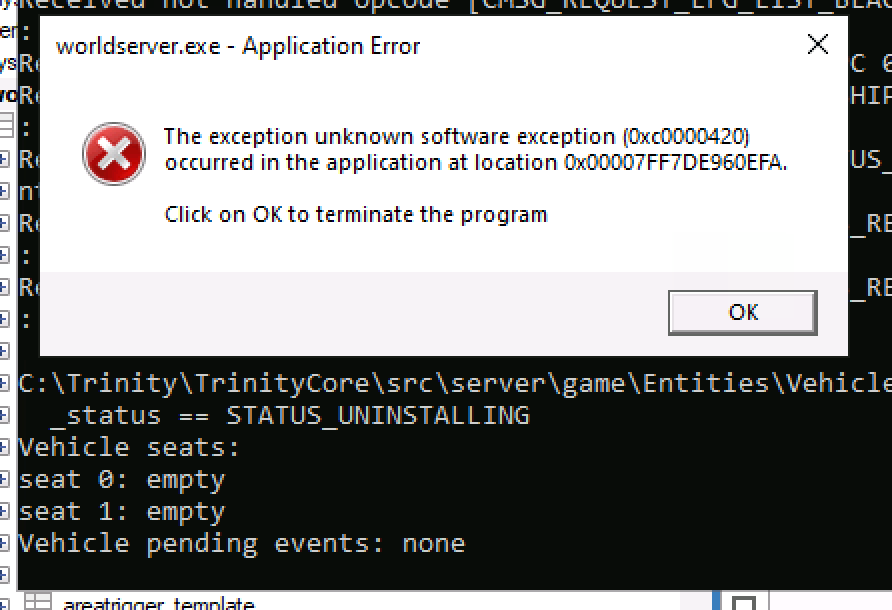 Worldserver Crash When Spawn Vehicle Npc · Issue 29166 · Trinitycore Trinitycore · Github