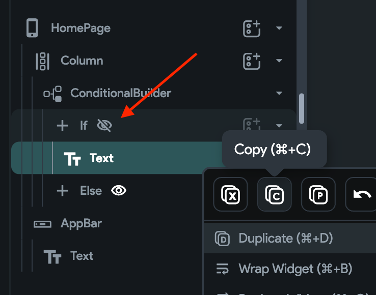 Conditional Builder: Copy and paste in widget tree doesn't work as expected · Issue #1340 ...