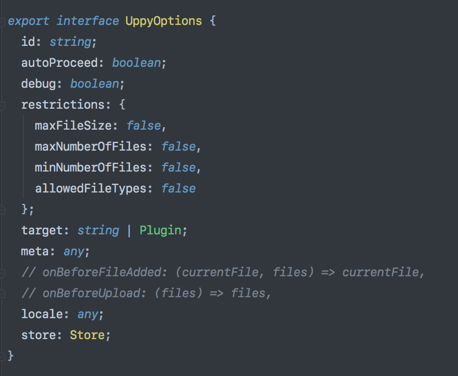 Typescript 'UppyOptions' definition issue · Issue #954 · transloadit/uppy · GitHub