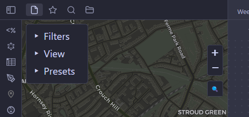 Show on Map opens map view in left sidebar, removes the "Files" icon and requires Obsidian ...