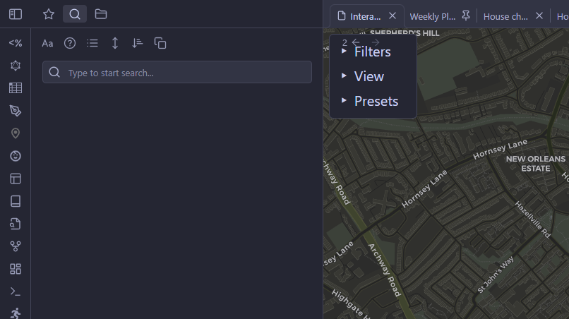 Show on Map opens map view in left sidebar, removes the "Files" icon and requires Obsidian ...
