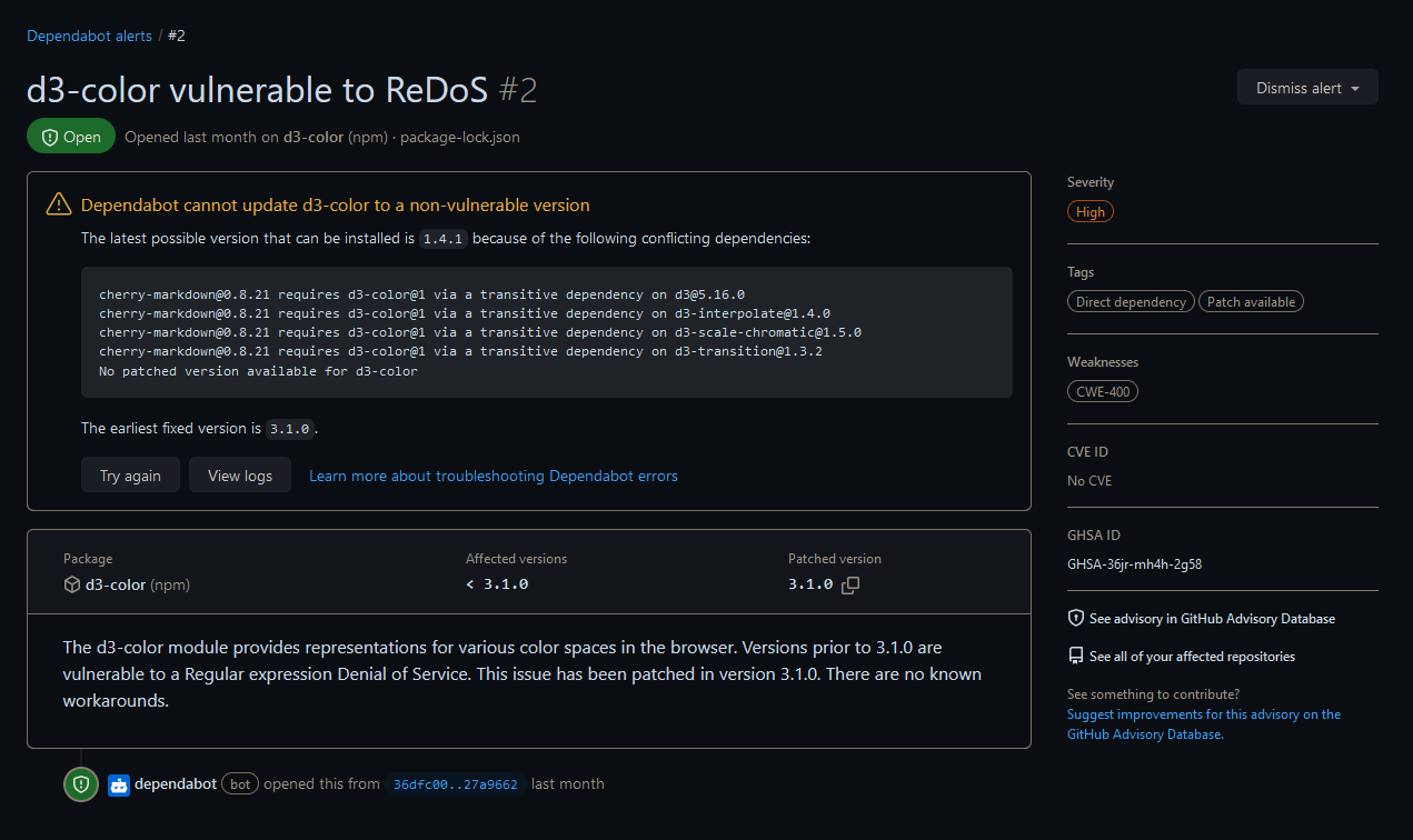 [Bug report] Vulnerability with d3-color · Issue #510 · Tencent/cherry-markdown · GitHub
