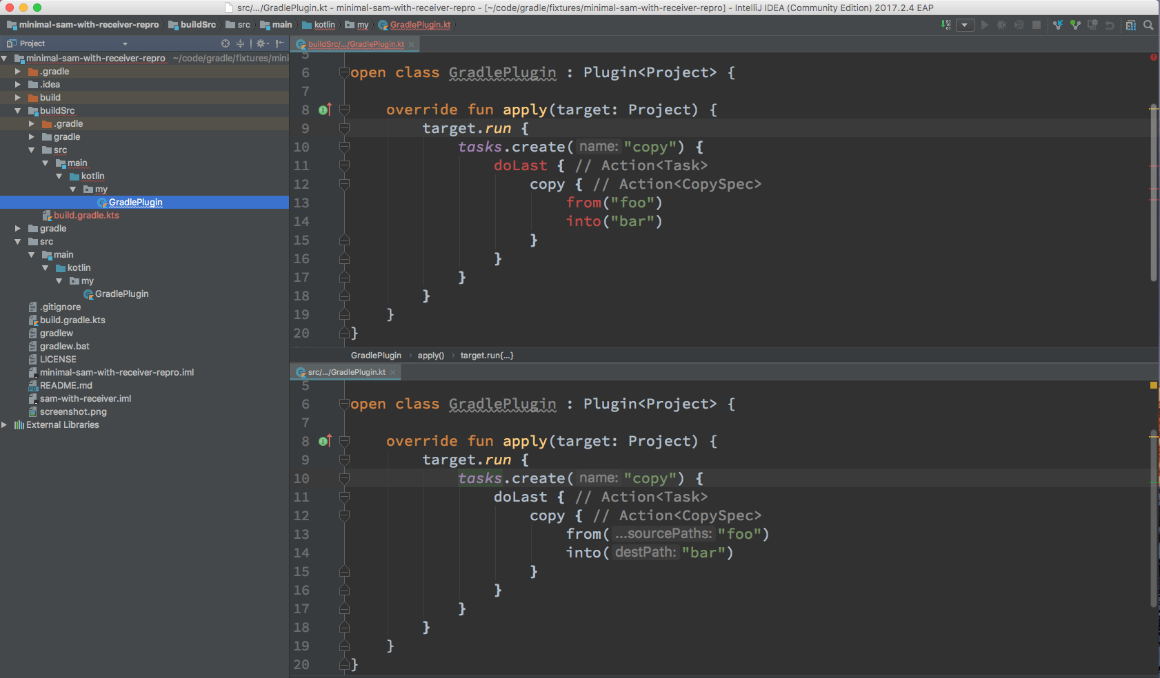 Intellij Idea Kotlin Dsl Plugin Does Not Configure Action Receiver In 0857