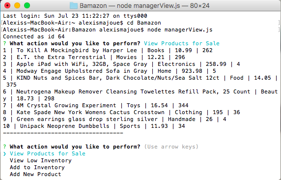 Github Lexluther2125bamazon Ill Be Creating An Amazon Like Storefront With The Mysql Skills