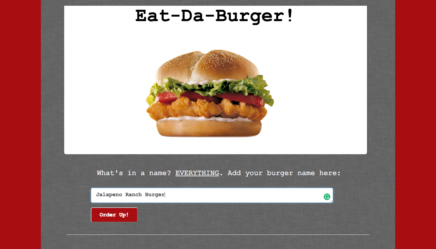 Github Lexluther2125burger Logger In This Assignment Ill Create A Burger Logger With Mysql