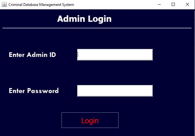GitHub - Mahaveermandloi/Criminal-Database-Management-System: The ...