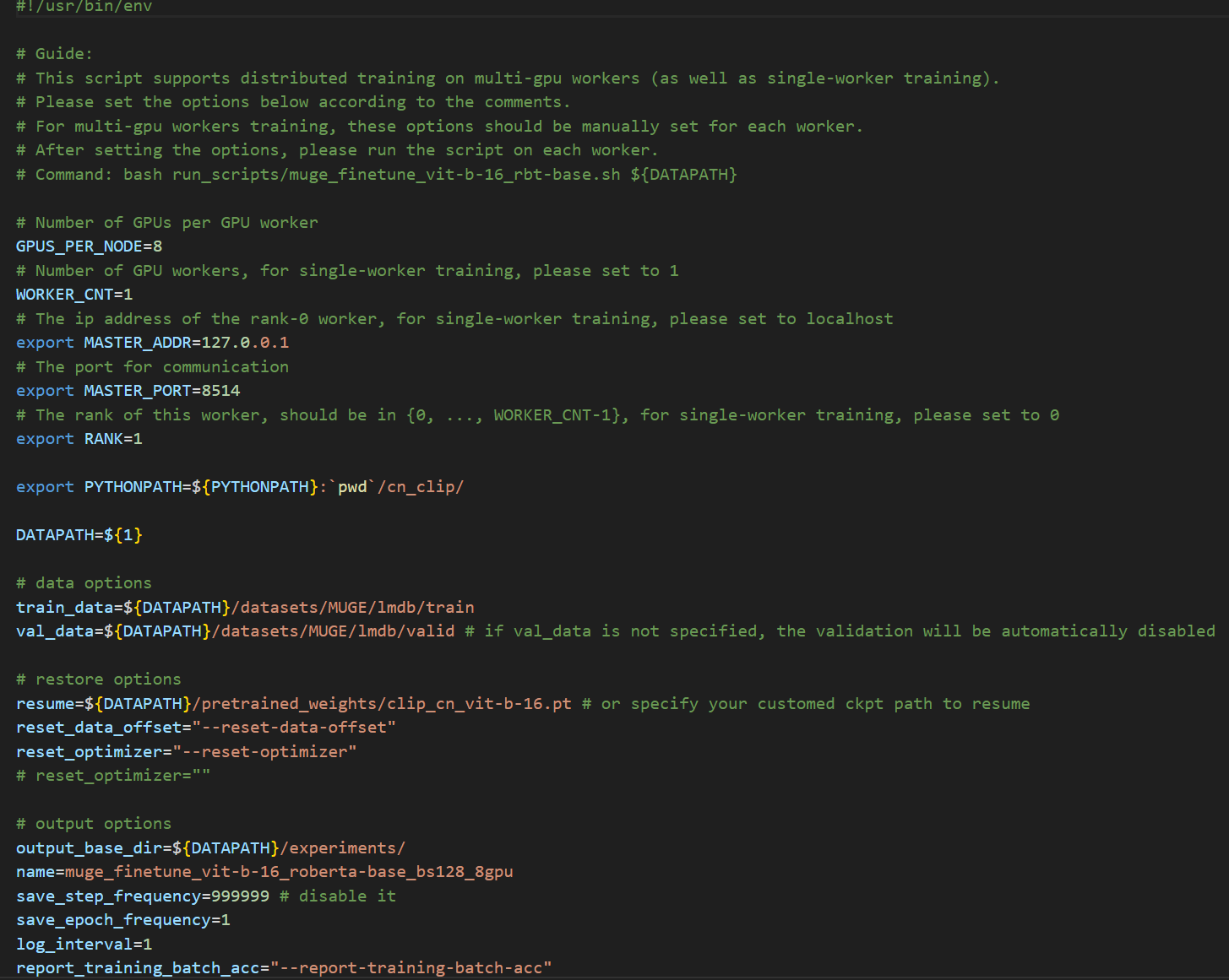 bash run_scripts/muge_finetune_vit-b-16_rbt-base.sh ${DATAPATH}时出错 ...