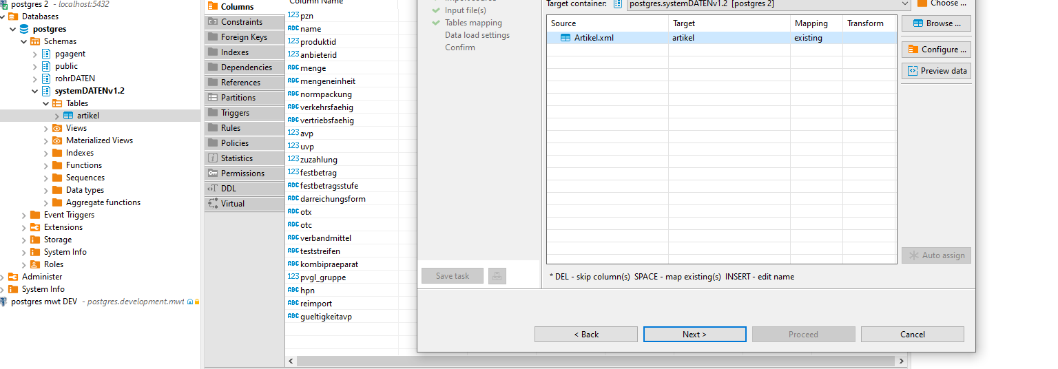 Xml Import From File To Exisintg Table No Options To Mapp And Import