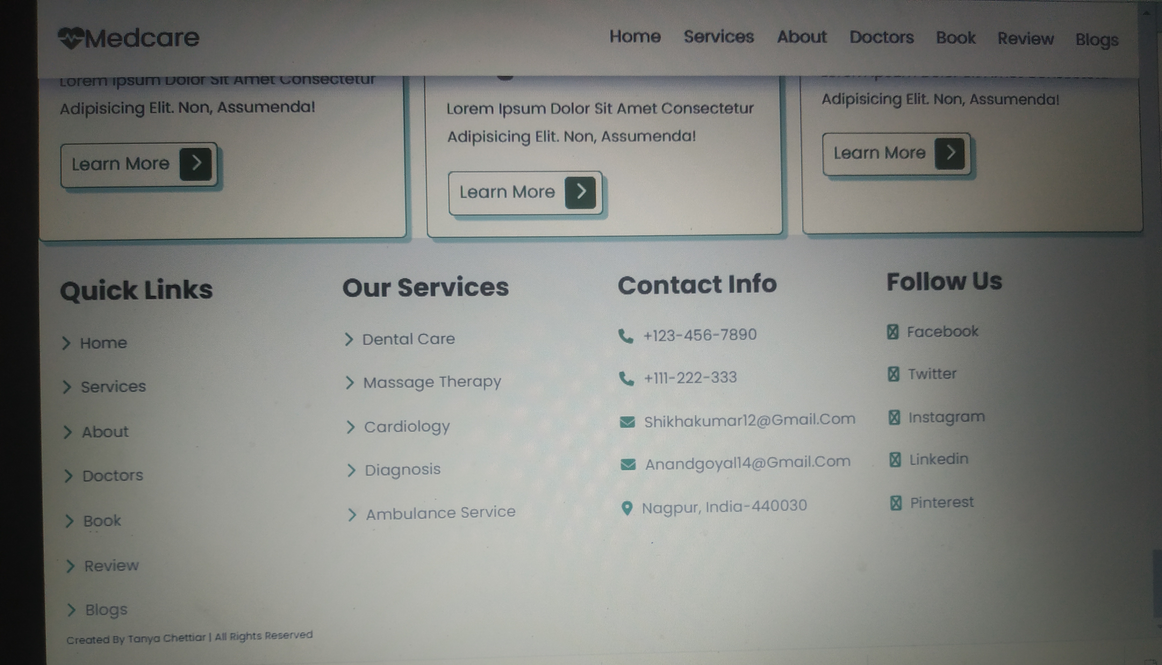 GitHub - Tanyachettiar/Medcare-Website